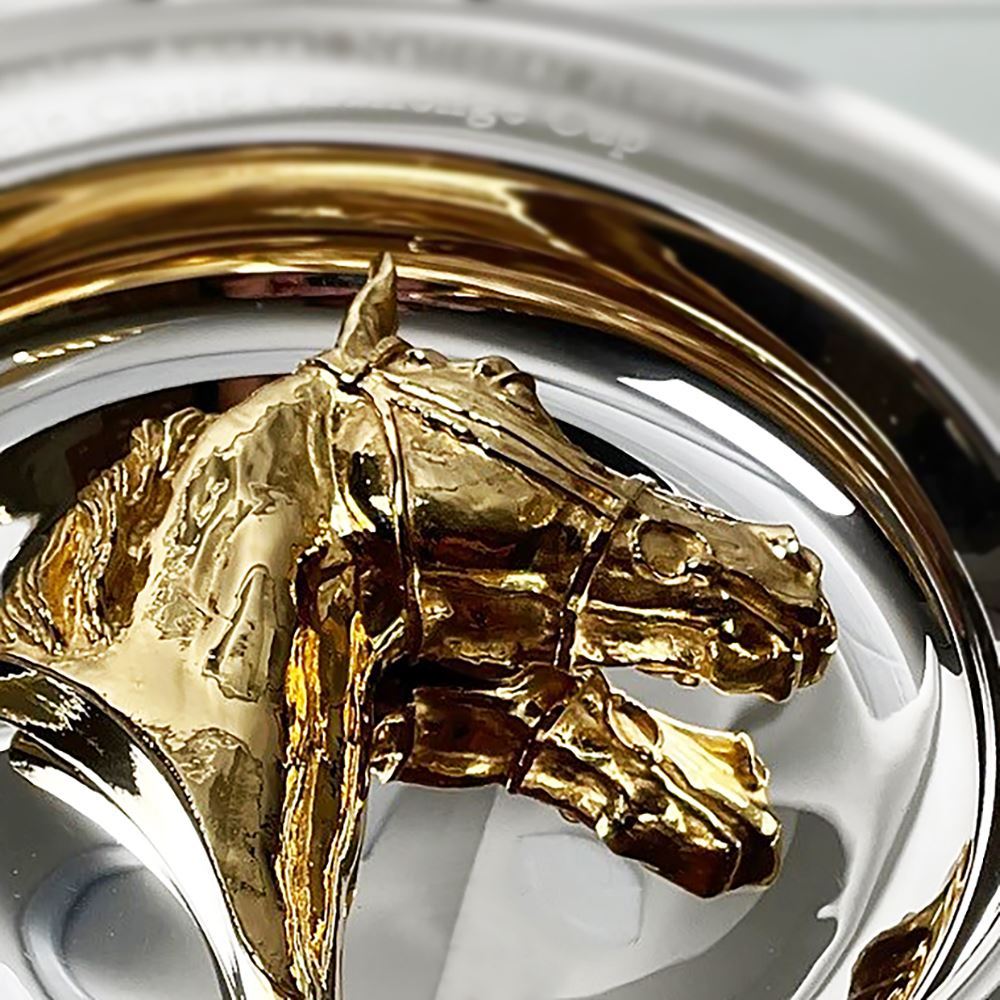 Traditional Alms Dish with Horse's Head in Silver Plate