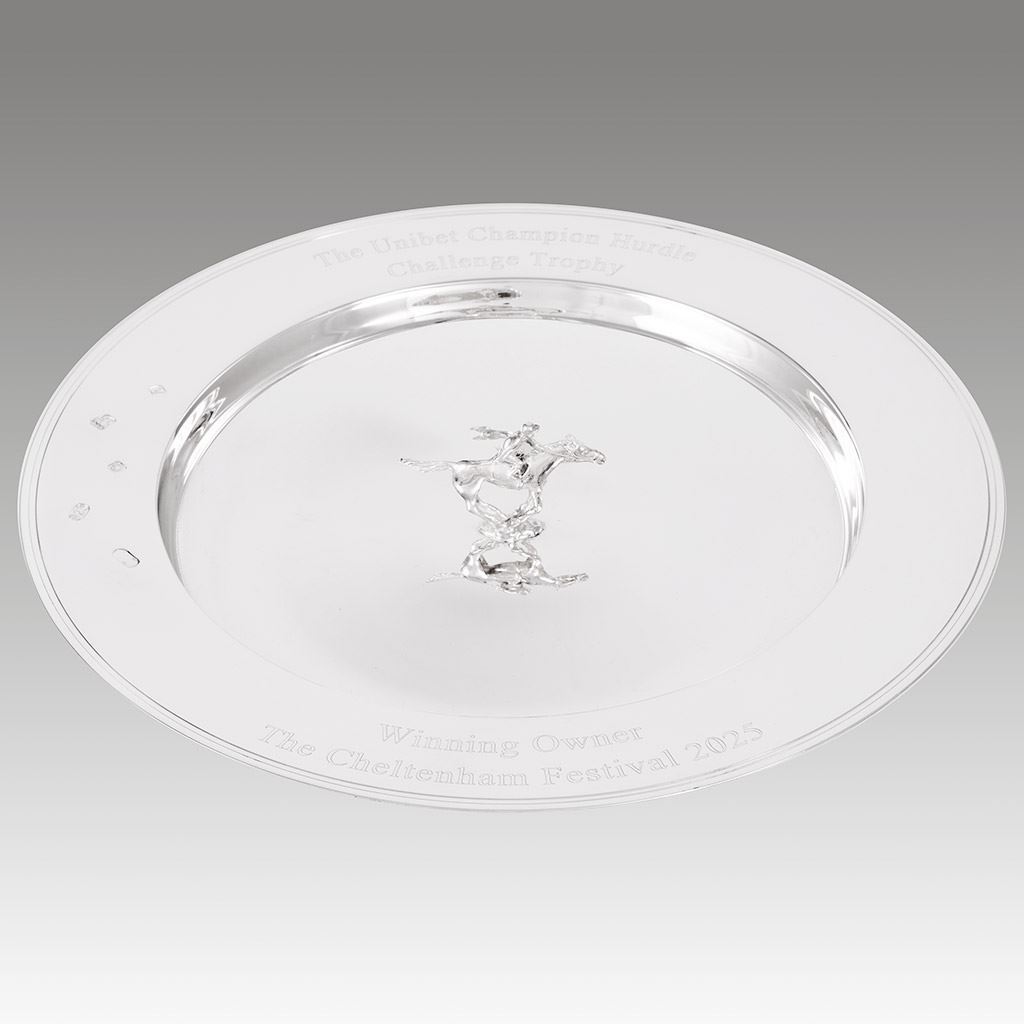 Custom Made Sterling Silver Alms Dish horse and jockey | Inkerman London